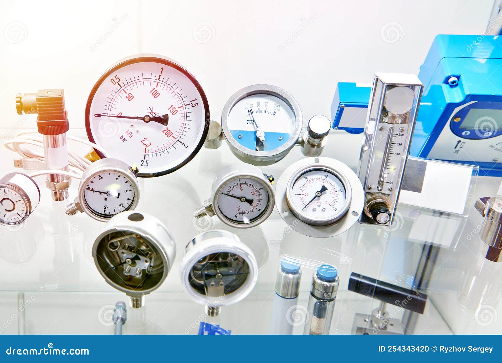 Pipes with Manometers and Valves Stock Photo - Image of industrial ...