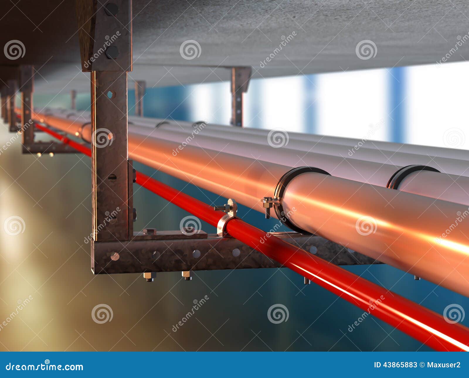 Pipes Mounted on the Ceiling Stock Image - Image of reflection, ceiling ...