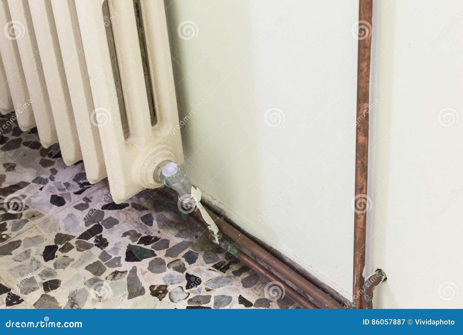 Pipes of Old Heating System Stock Image - Image of window, interior ...