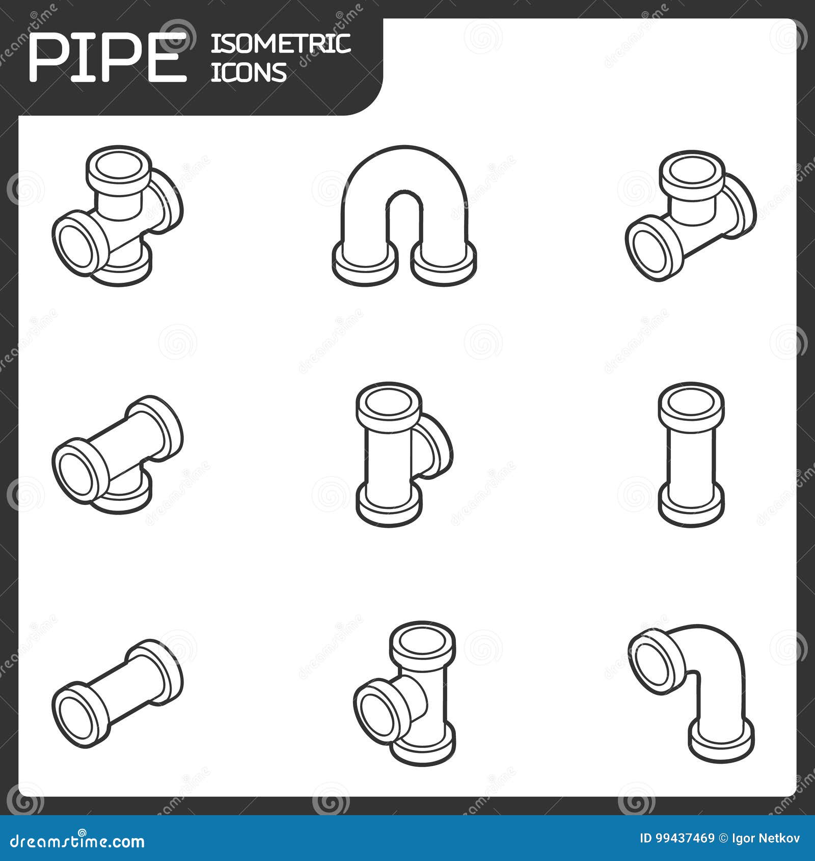 Pipes Outline Isometric Icons Stock Vector - Illustration of ...