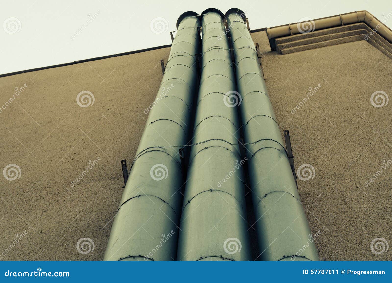 The Pipes on the Outside Wall of the Building Stock Image - Image of ...