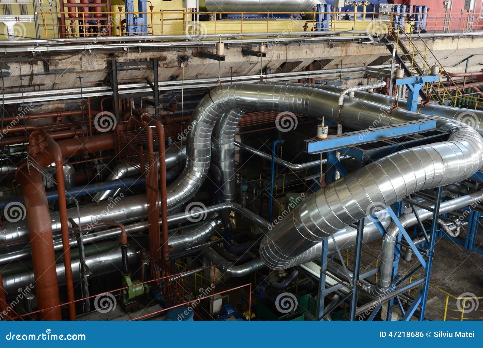 Pipes in power plant stock photo. Image of inside, equipment - 47218686