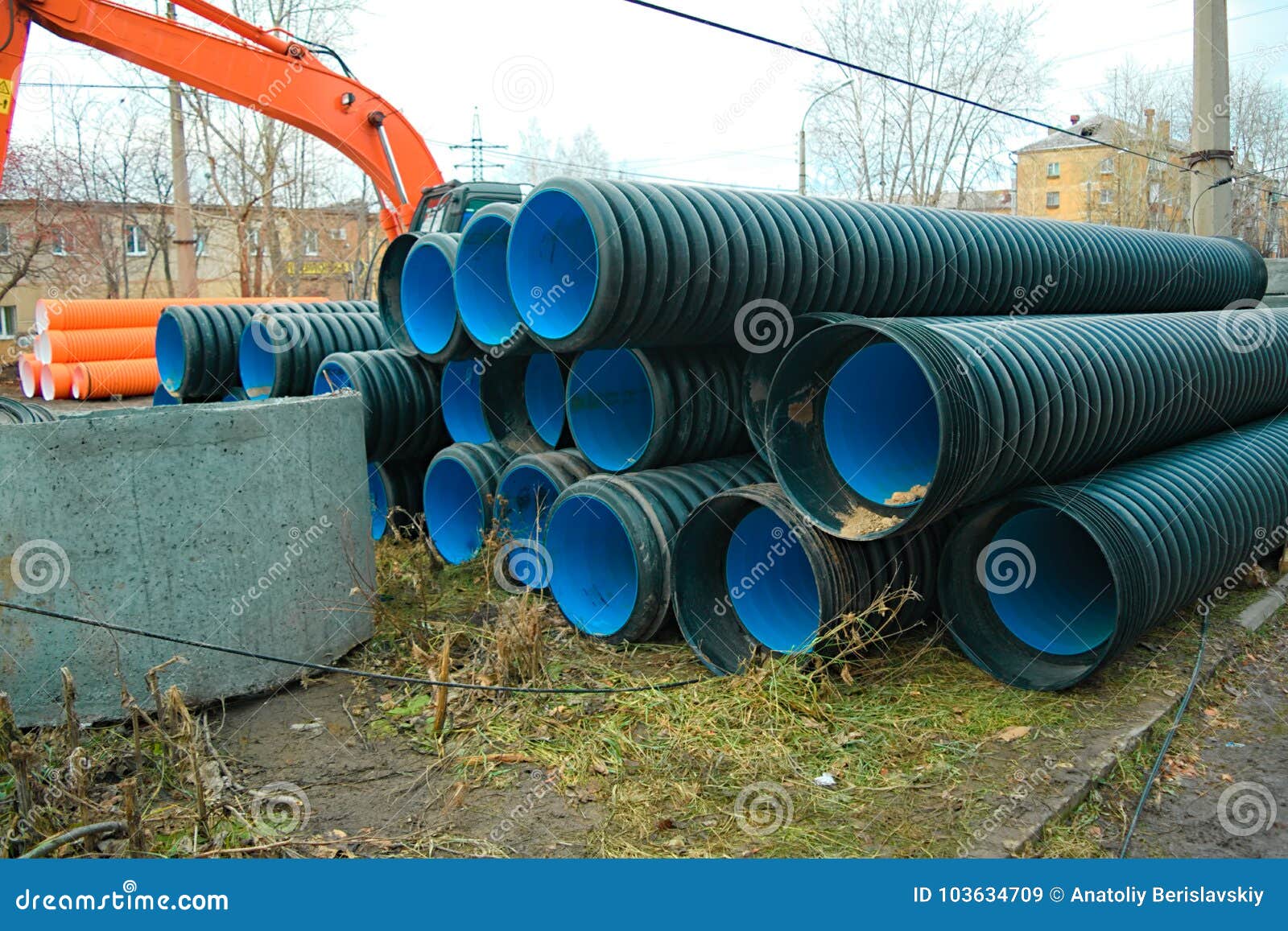 Pipes of PVC Large Diameter Stock Image - Image of piping, helical ...