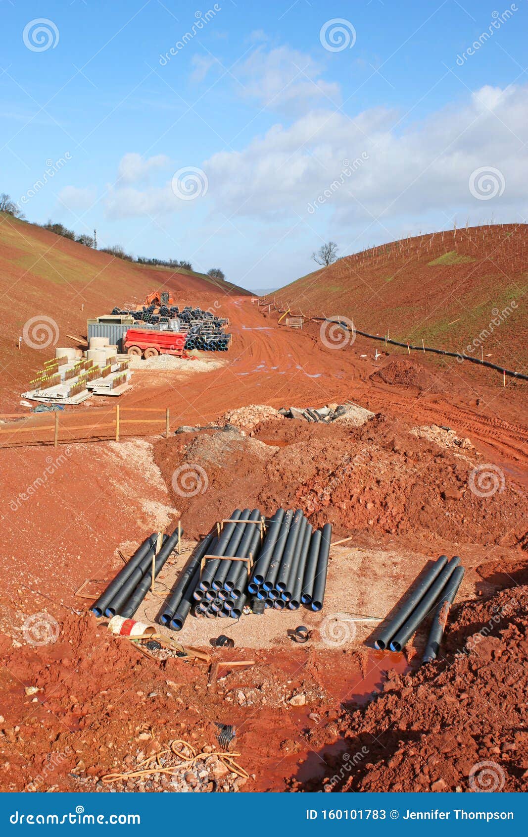 Pipes on a Road Construction Site Stock Image - Image of black, pipe ...