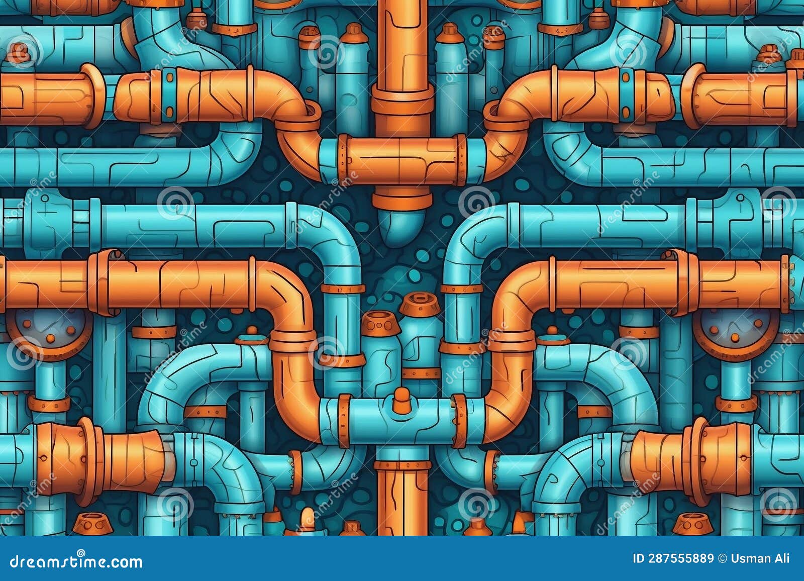 Pipes Seamless Pattern. AI stock image. Image of flow - 287555889