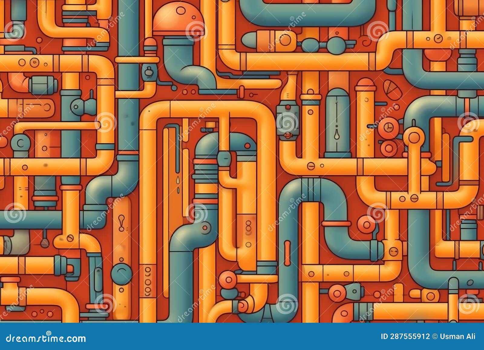 Pipes Seamless Pattern. Maze Of Pipelines. Boiler Room Texture ...