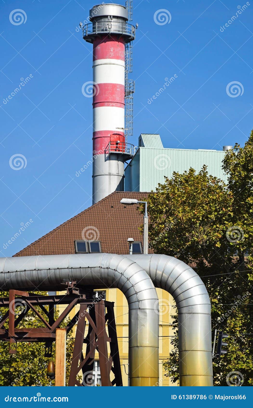 Pipes and Smoke Stack of the Power Station Stock Photo - Image of blue ...