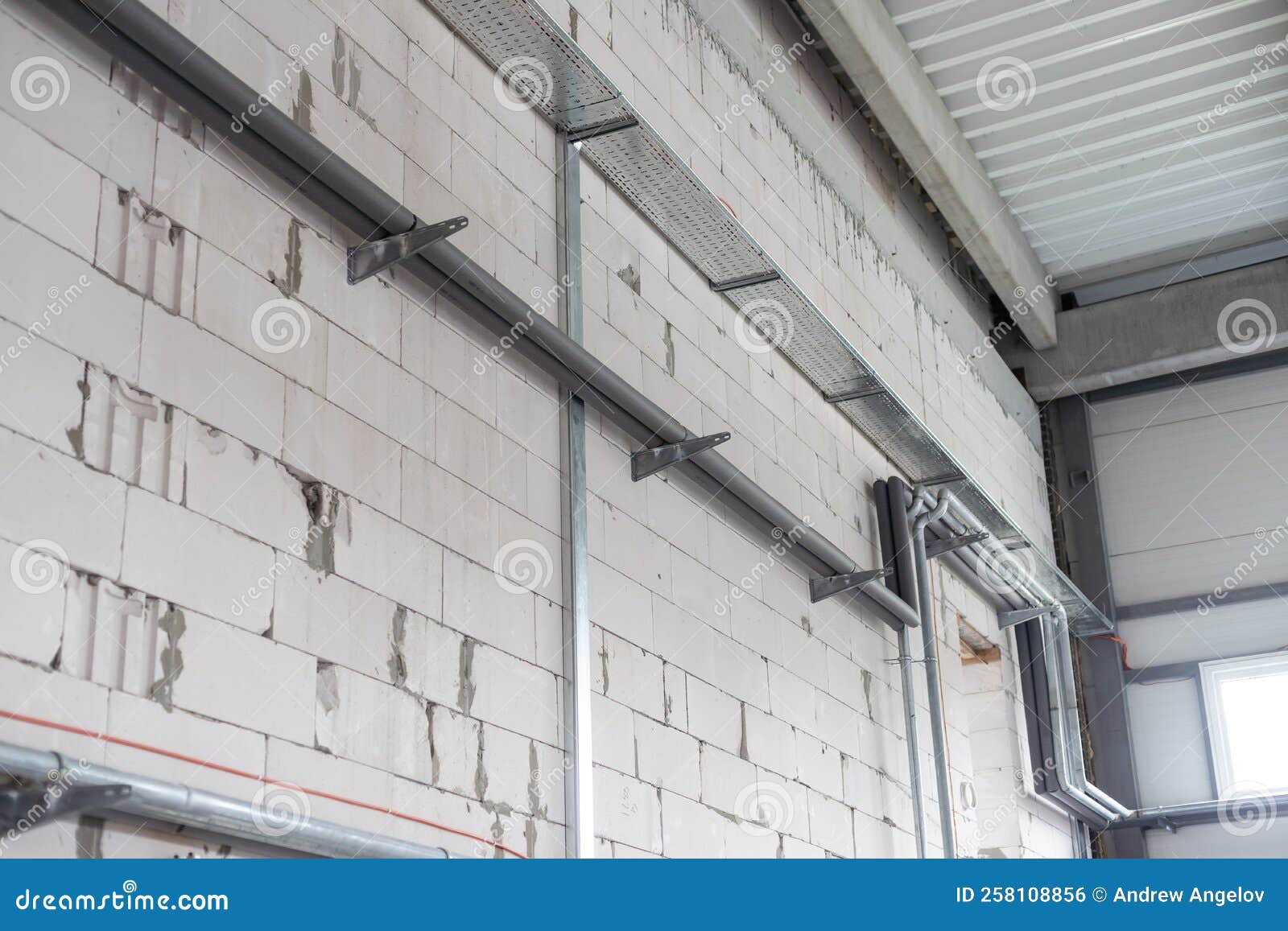 Pipes Under Construction, Visible Water Pipes in the Wall. Stock Photo ...