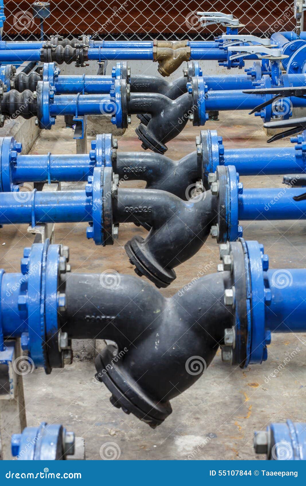 Pipes Valve Connection Blue Stock Photo - Image of pressure, brass ...