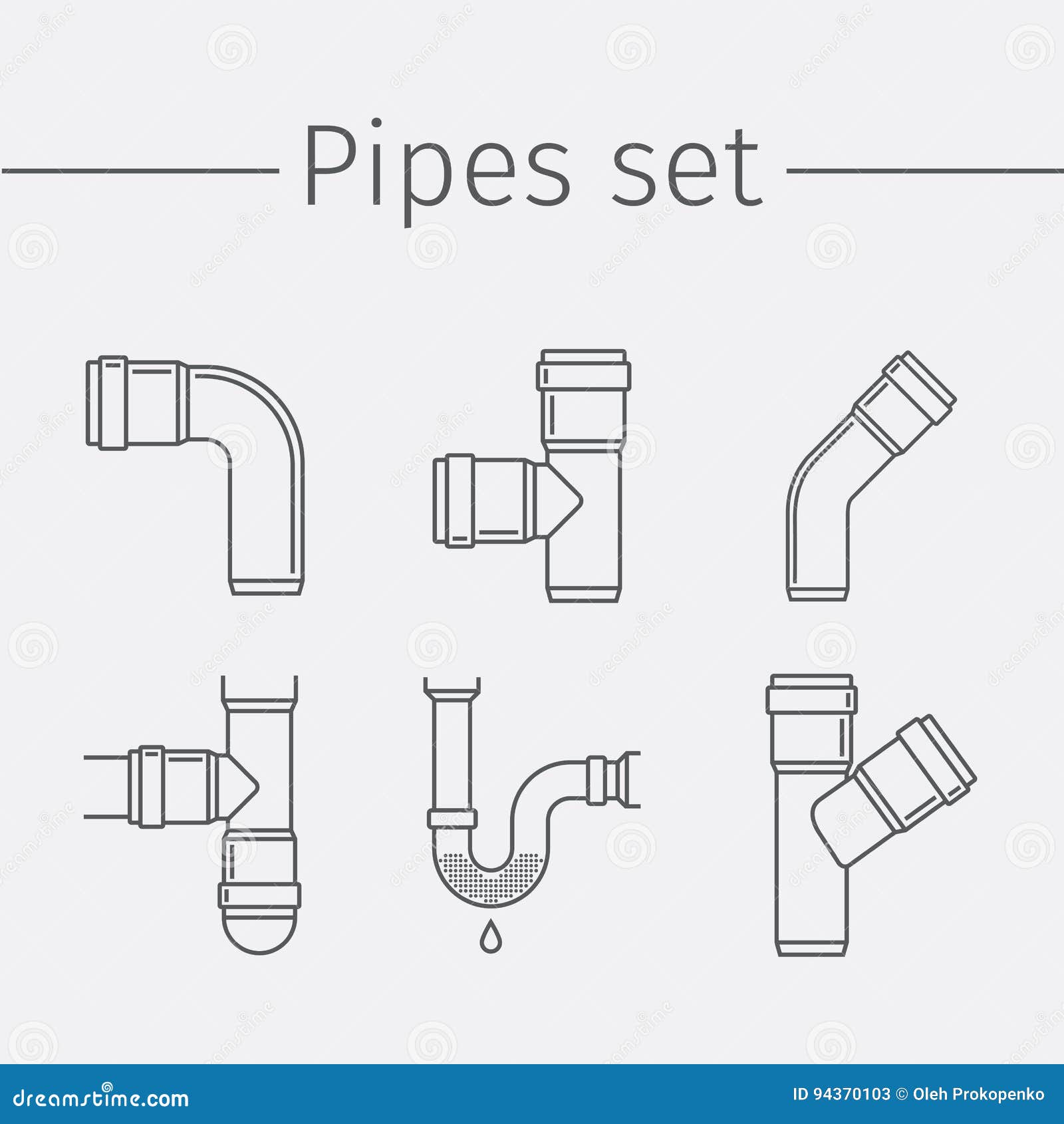 Pipes, Valves, Plumbing, Repair. Thin Line Icon Set. Stock Vector ...
