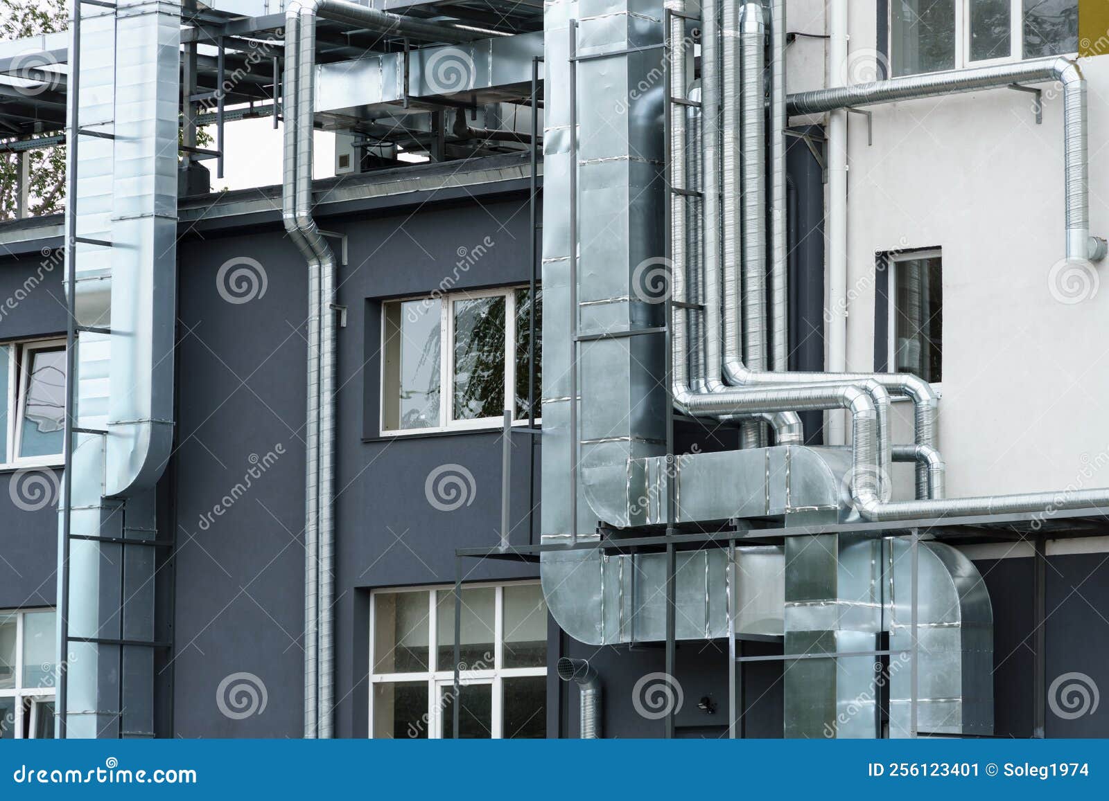 Pipes for Ventilation and Maintenance of a Modern Building, Various ...