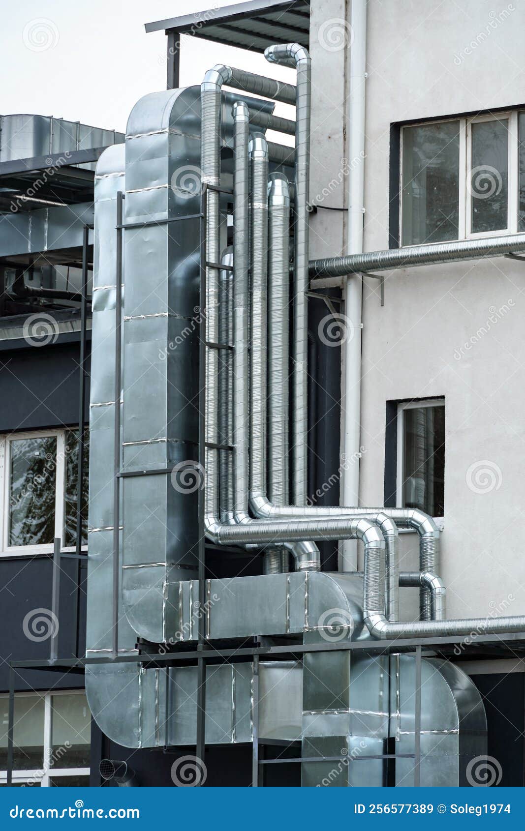Pipes for Ventilation and Maintenance of a Modern Building, Various ...