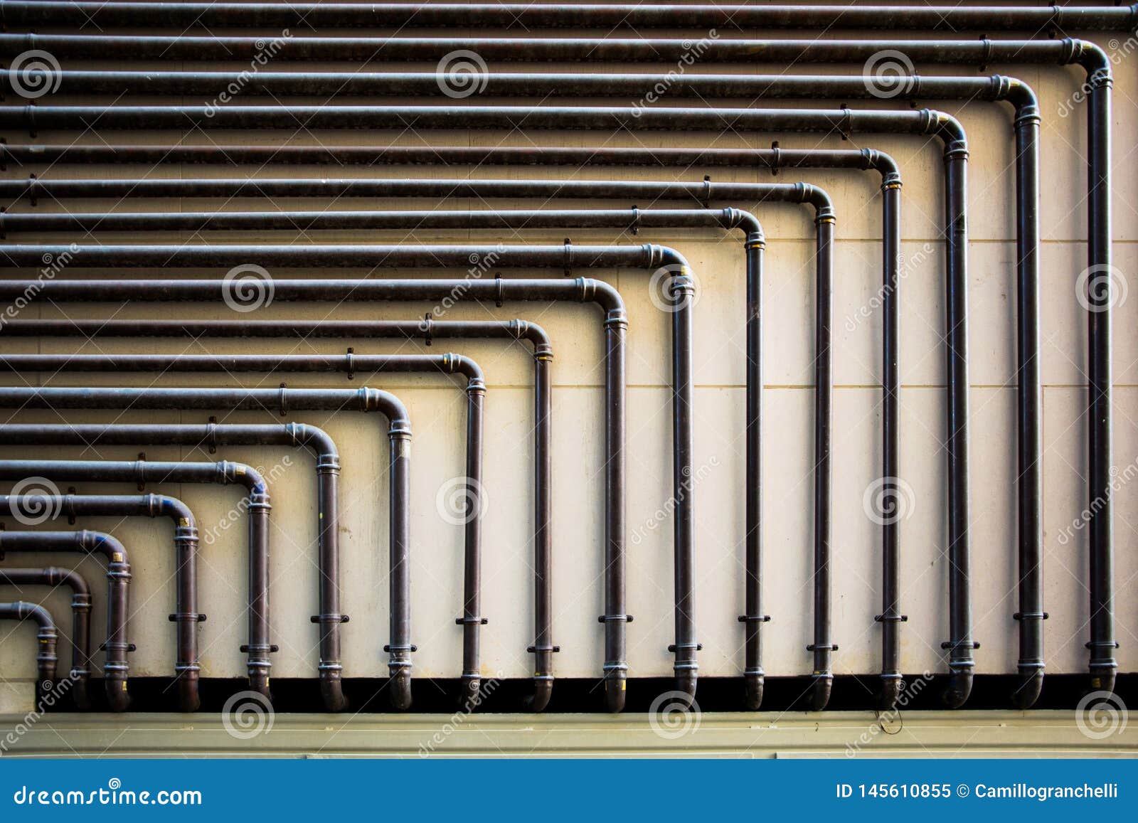 Piping on the Wall with Geometric Shapes Stock Illustration ...