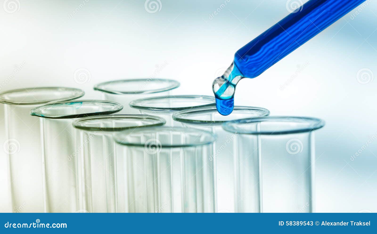 Pipette Adding Fluid To One of Several Test Tubes Stock Image - Image ...