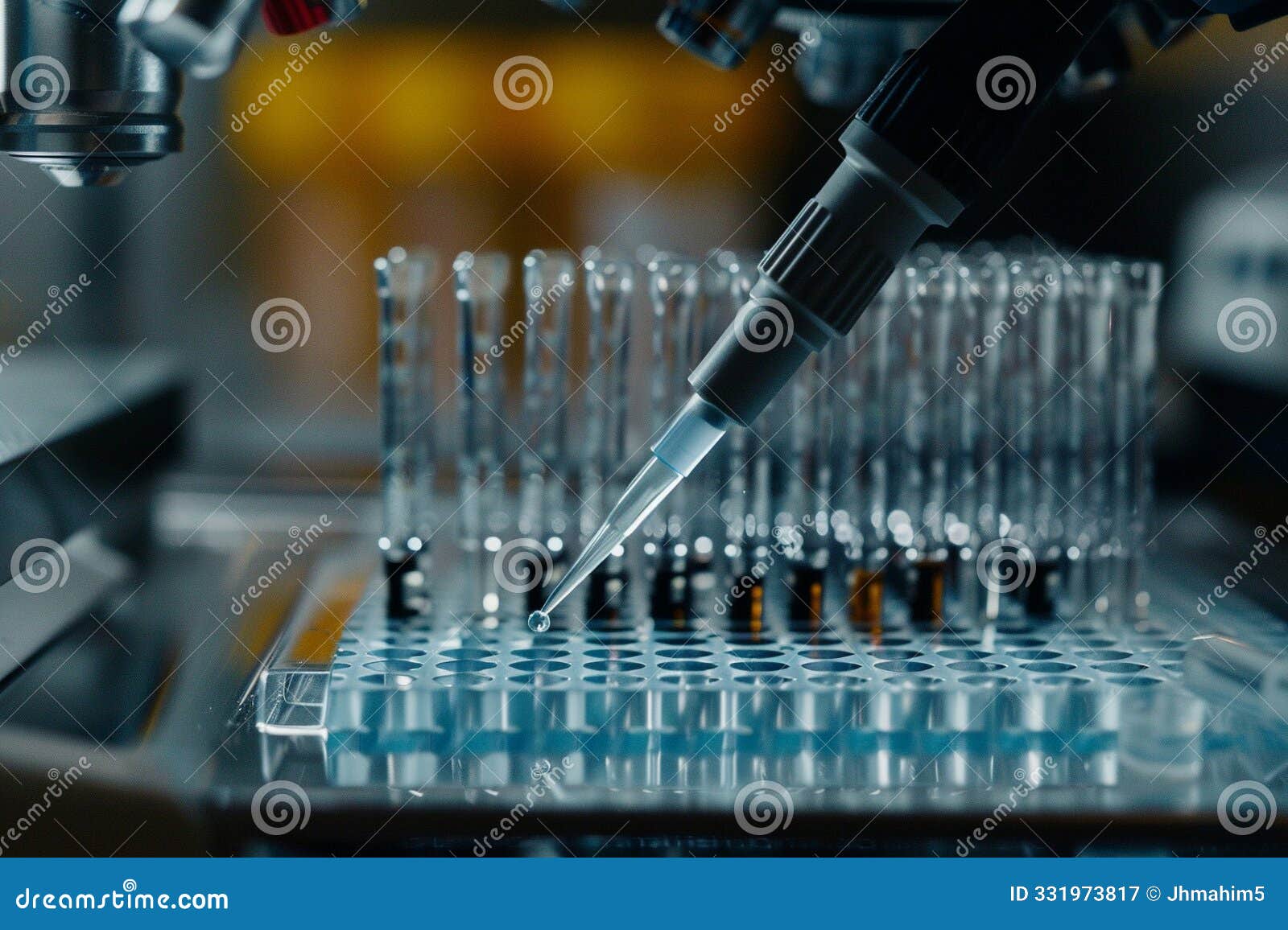 Dispensing Pipette With Emerging Drop. Laboratory Research. Wireframe ...