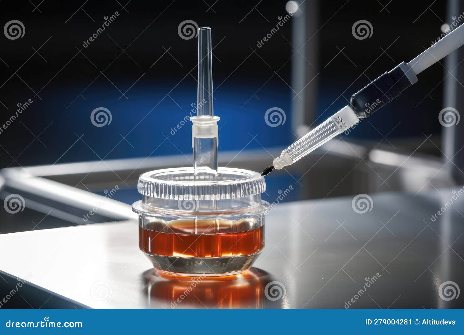 Pipette Dropper on Benchtop, with Liquid Inside Stock Image - Image of ...