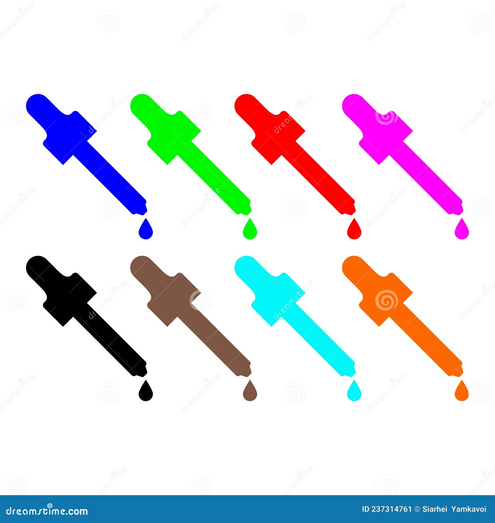 Pipette Dropper with a Drop. Set of Colorful Bright Vector ...