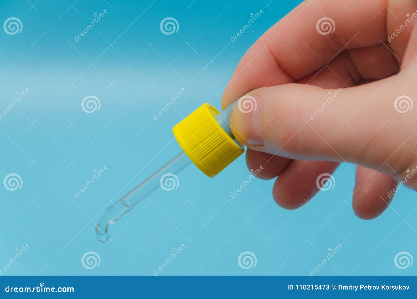 In the Hands of a Pipette with Drops of Rhinitis Stock Image - Image of ...