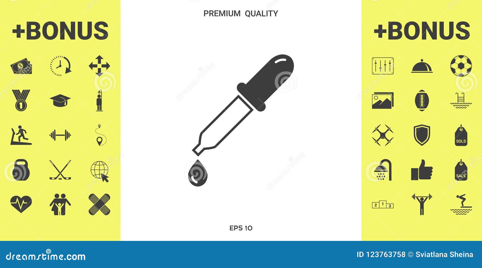 Pipette icon with drop stock vector. Illustration of rubber - 123763758