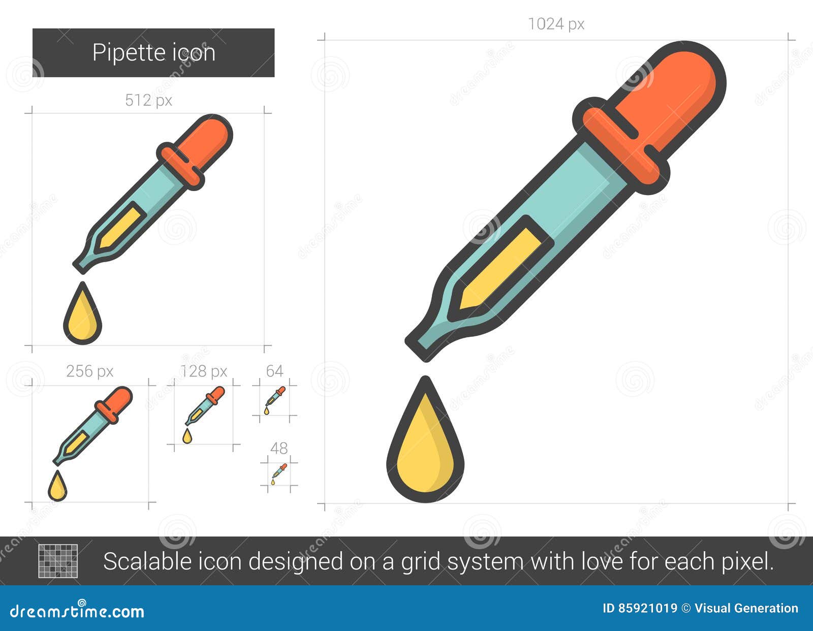 Pipette line icon. stock vector. Illustration of equipment - 85921019