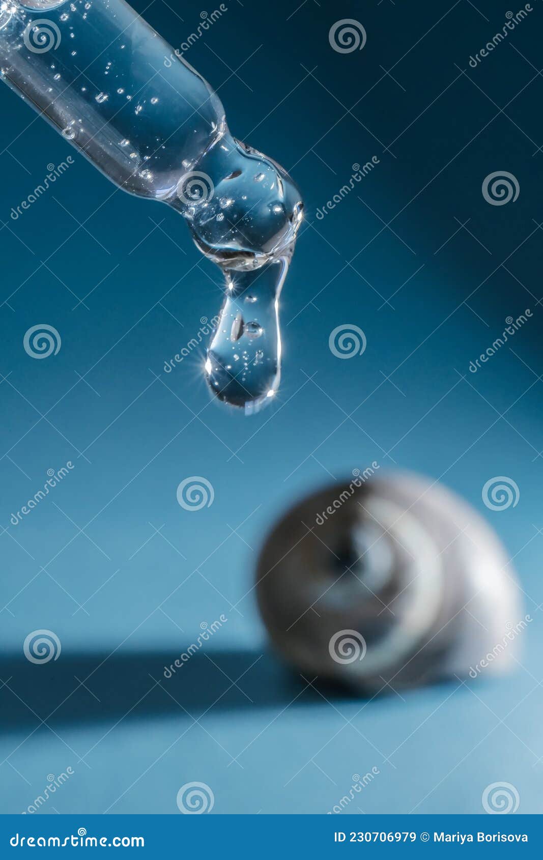 Pipette with Transparent Serum on the Background of Shells. Stock Image ...