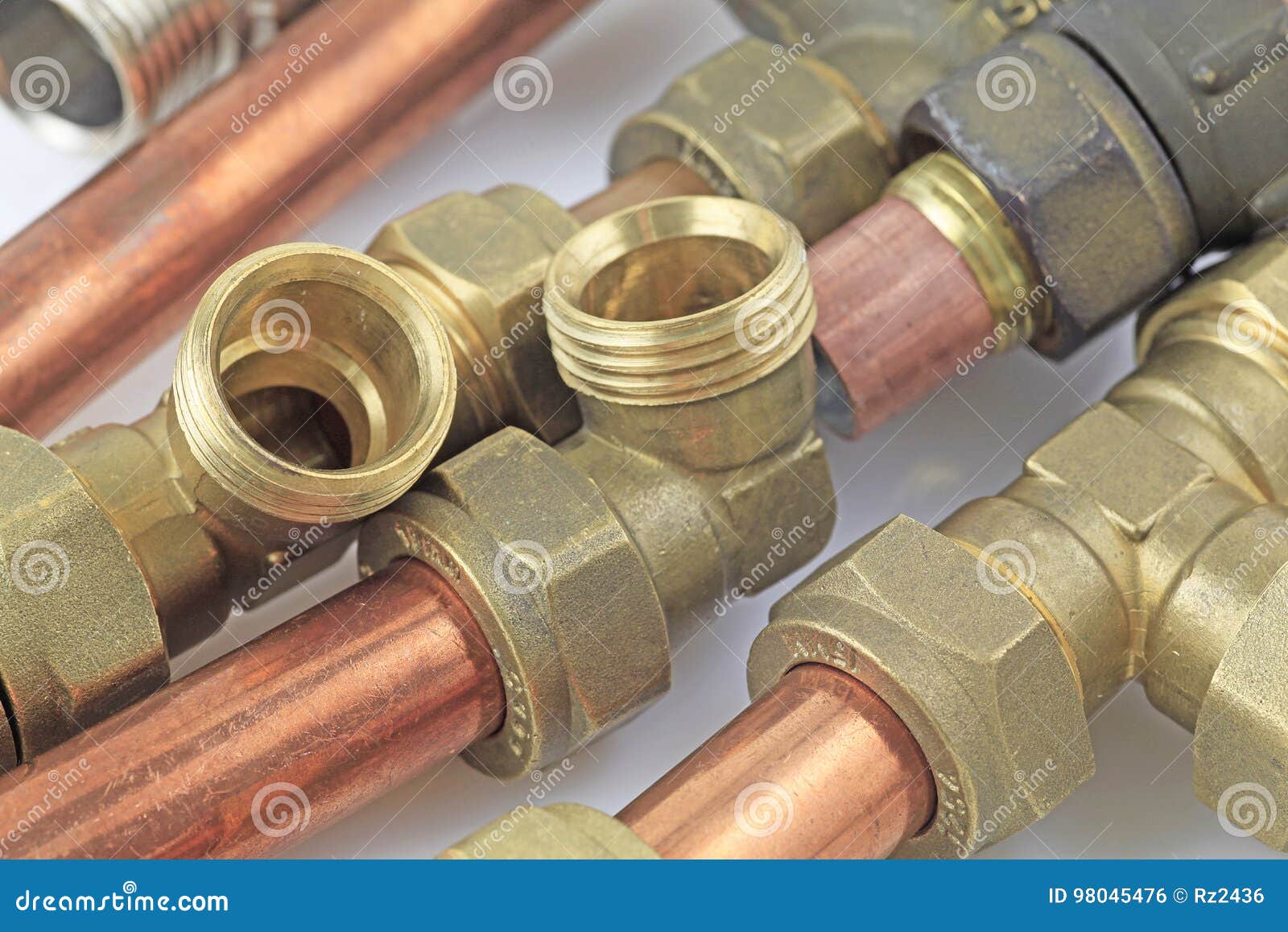 Pipework and fittings stock photo. Image of copper, domestic - 98045476