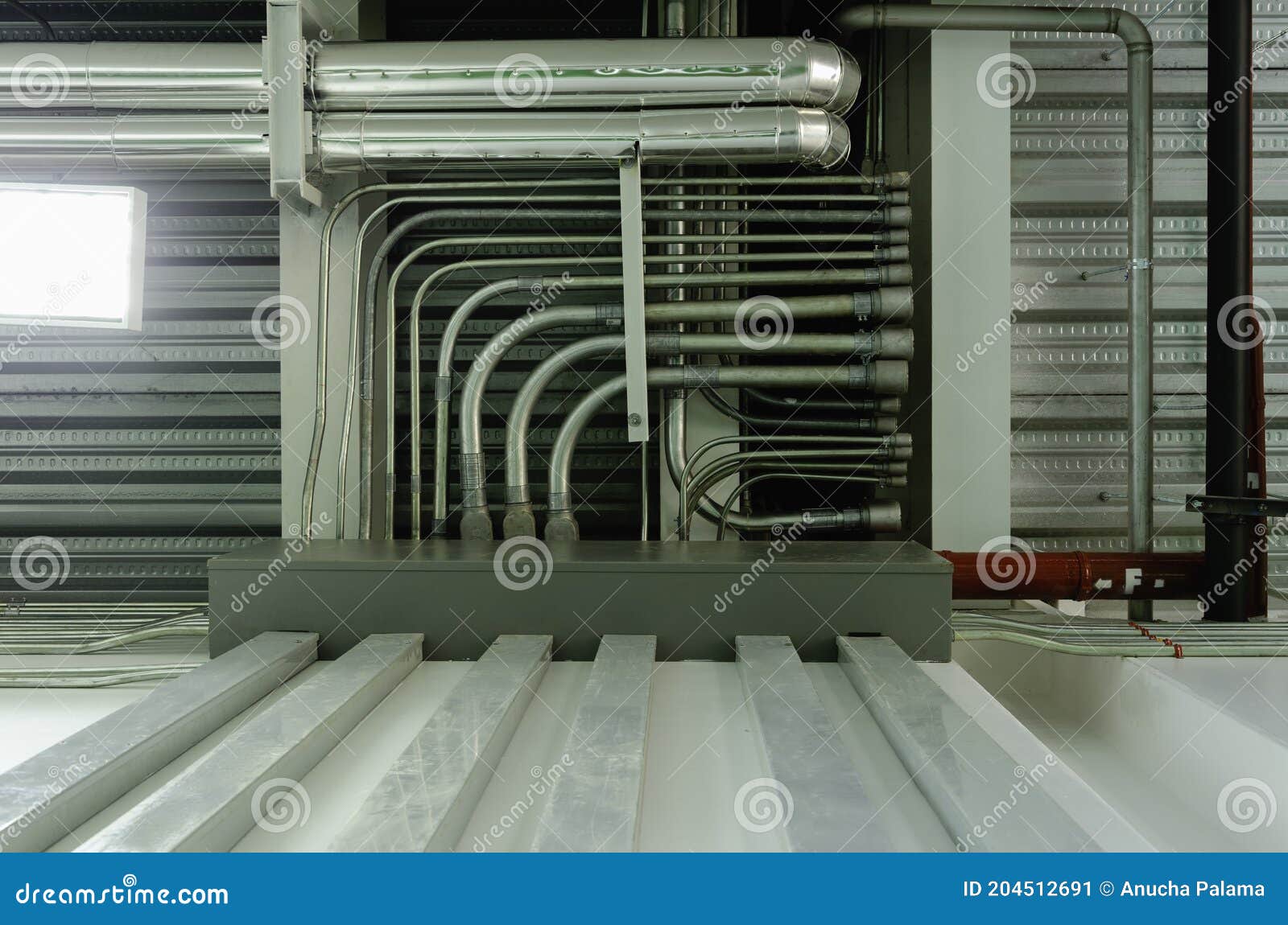 Piping Electrical System in Industrial Stock Image - Image of floor ...
