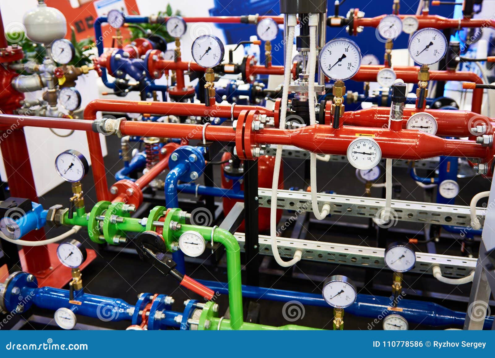 Piping with Manometers for Industry Stock Photo - Image of tool ...