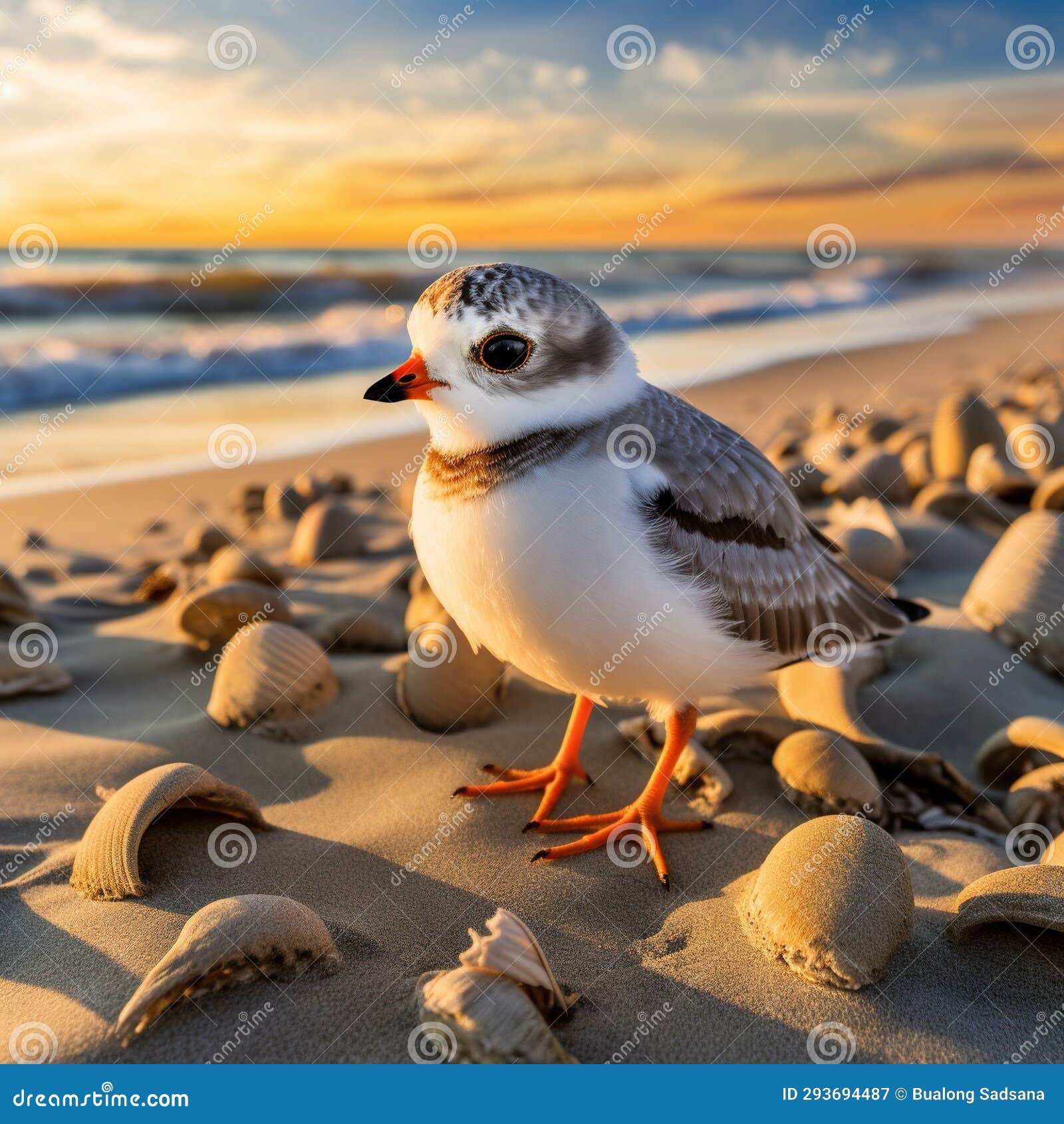 Piping Plover Bird Hand Drawn Vector | CartoonDealer.com #350843328