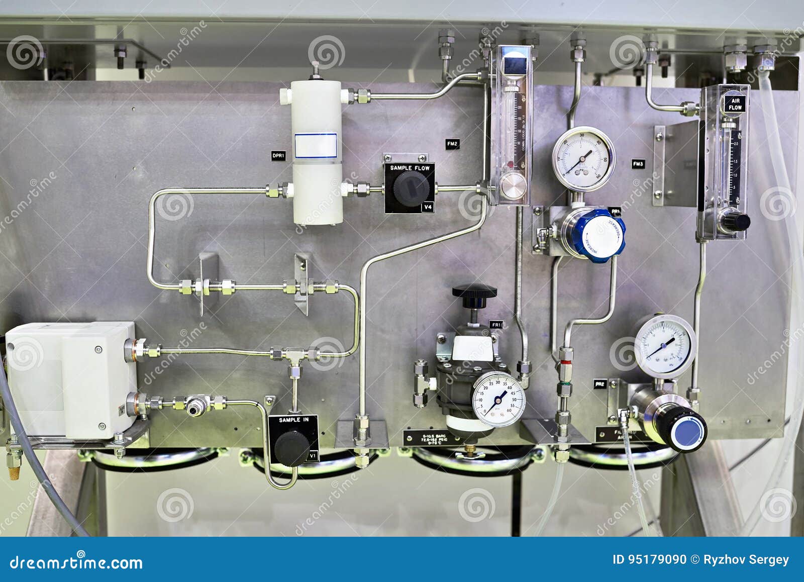 Piping System with Pump and Pressure Sensors Stock Photo - Image of ...