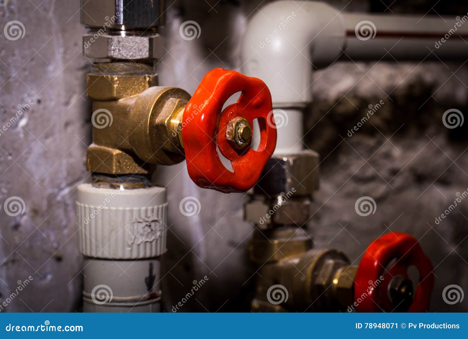 Piping with Taps, Central Heating System Stock Image - Image of ...