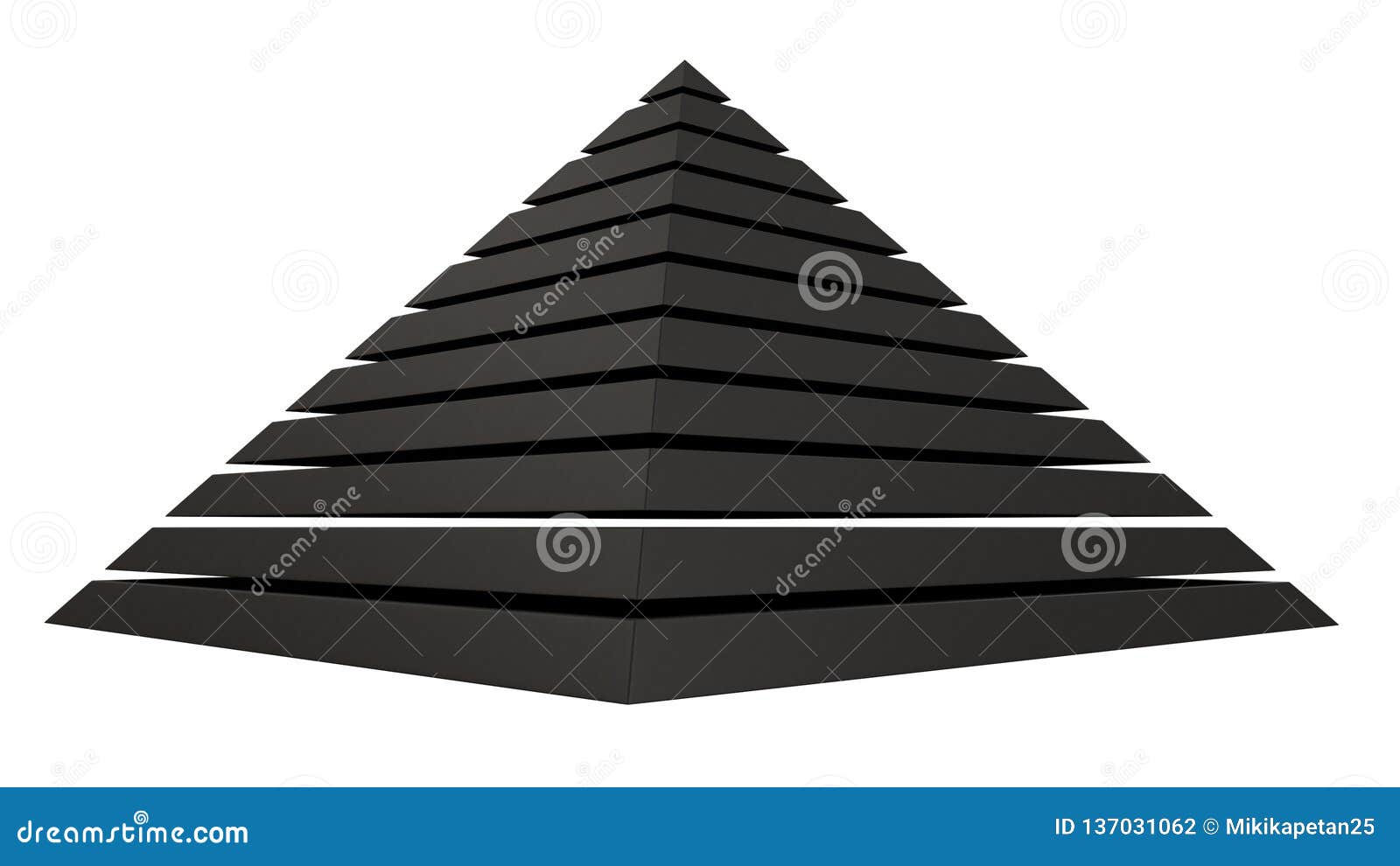 Pirámide Negra Aislada En Blanco Representación 3d Stock de ilustración ...
