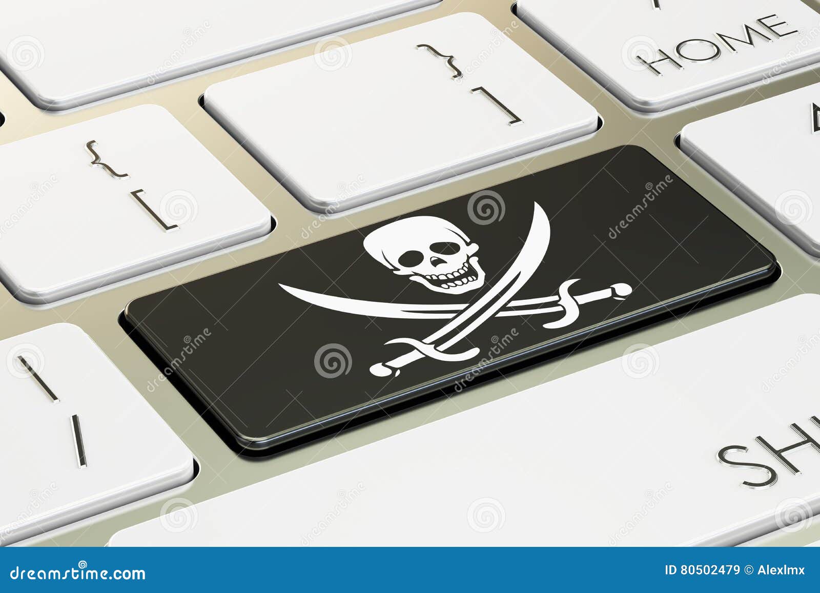 Piracy Concept, on the Computer Keyboard. 3D Rendering Stock ...