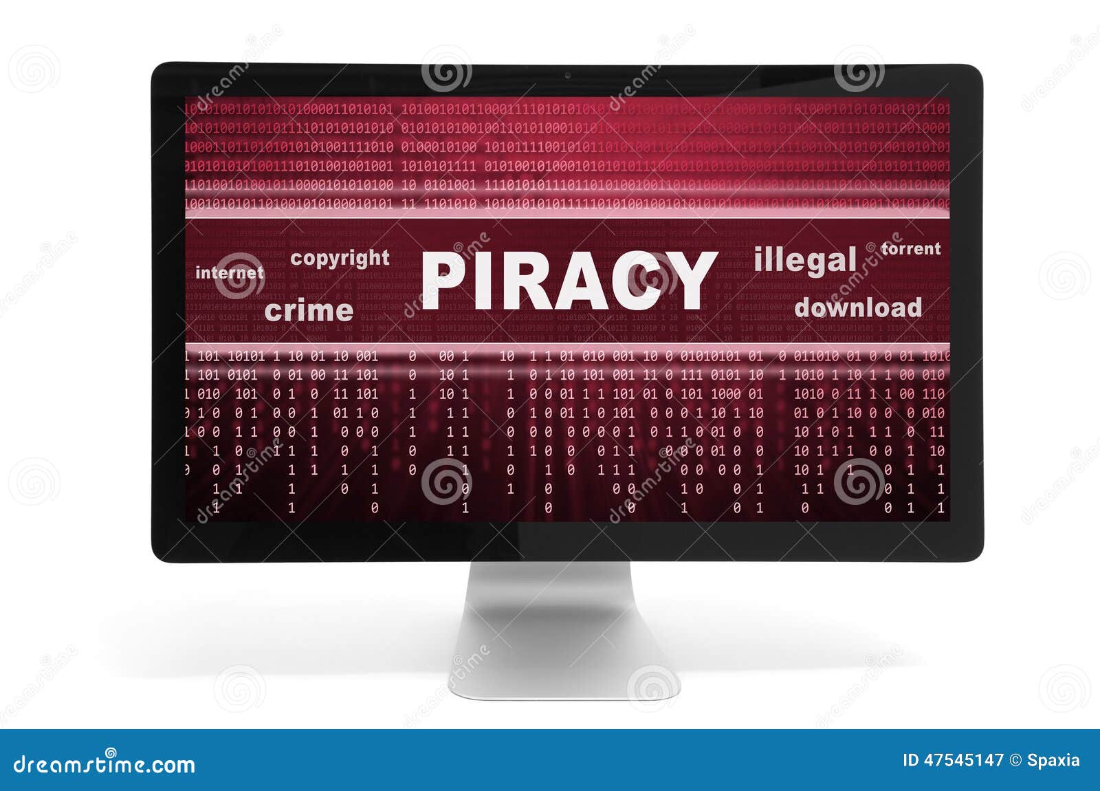 Piracy message on a screen stock image. Image of legal - 47545147