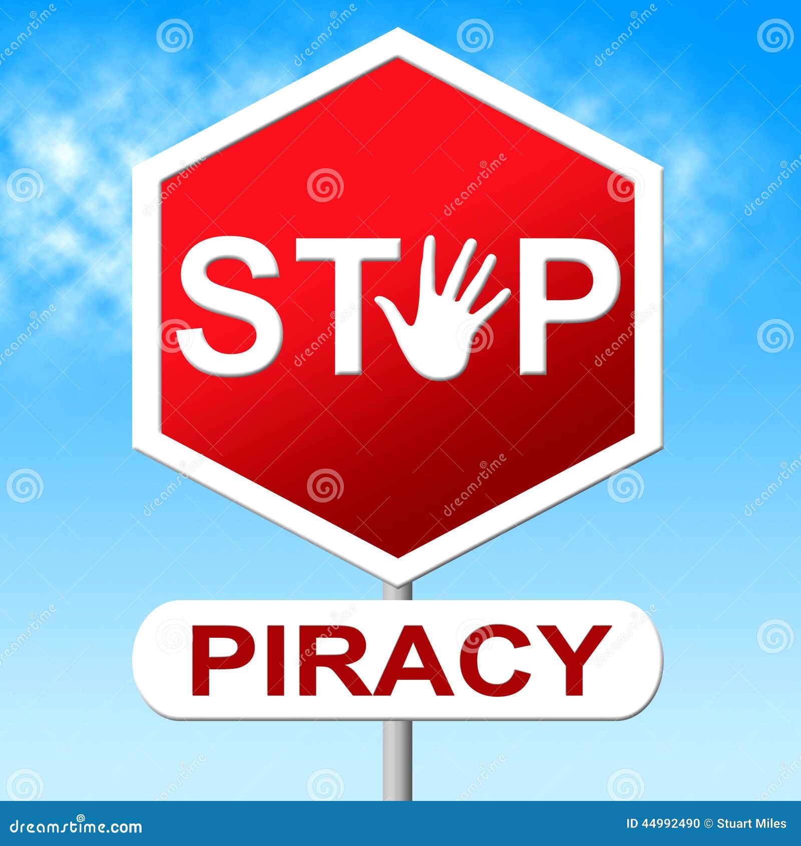 Piracy Stop Indicates Copy Right and Control Stock Illustration ...