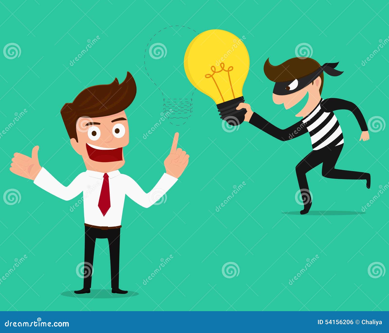 Piracy, Thief Stealing Idea from Businessman. Stock Vector ...