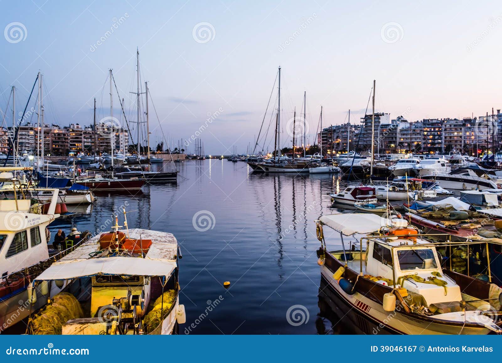 Piraeus Marina Port in the Night Stock Image - Image of dock, dinghy ...