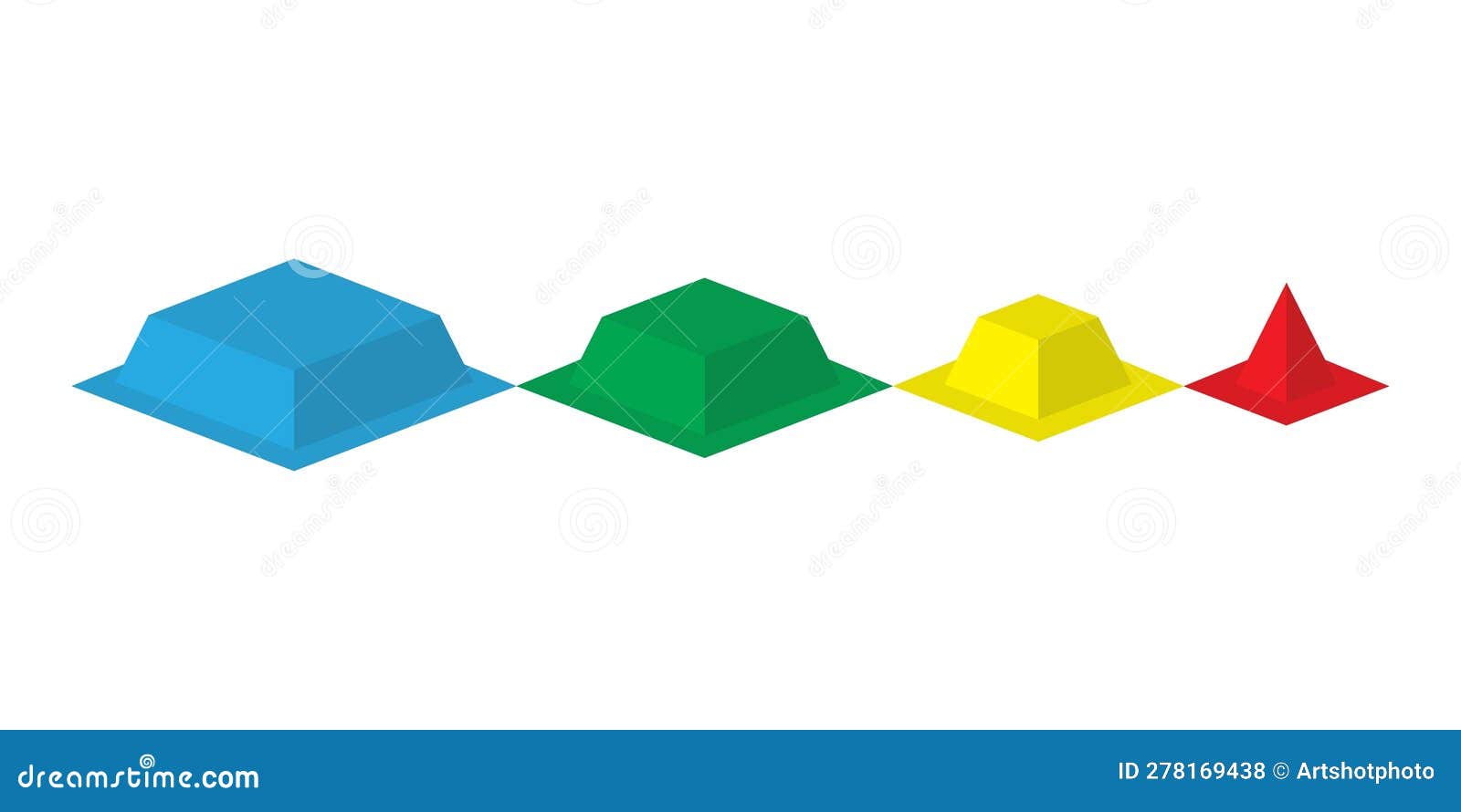 Four Pieces of Different Colors from a Pyramid in a Row Stock Vector ...