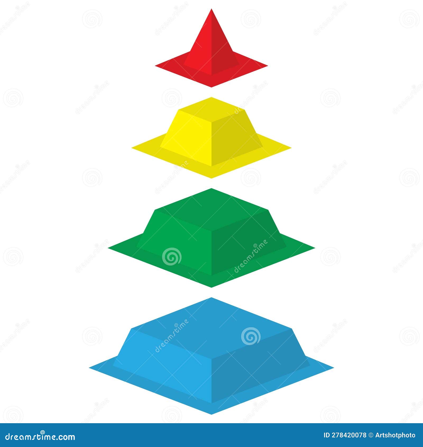 Four Pieces of Different Colors from a Pyramid Stock Illustration ...