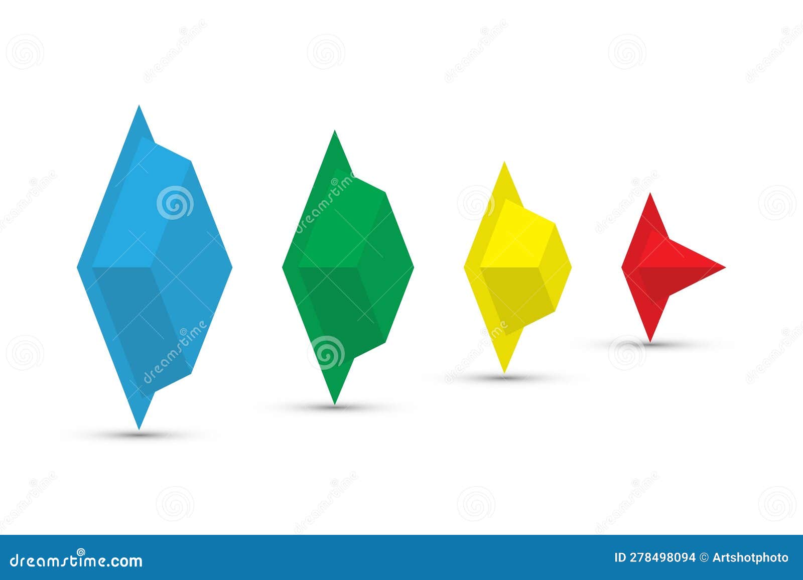 Four Pieces of a Colorful Pyramid with Sharp Edges Stock Vector ...