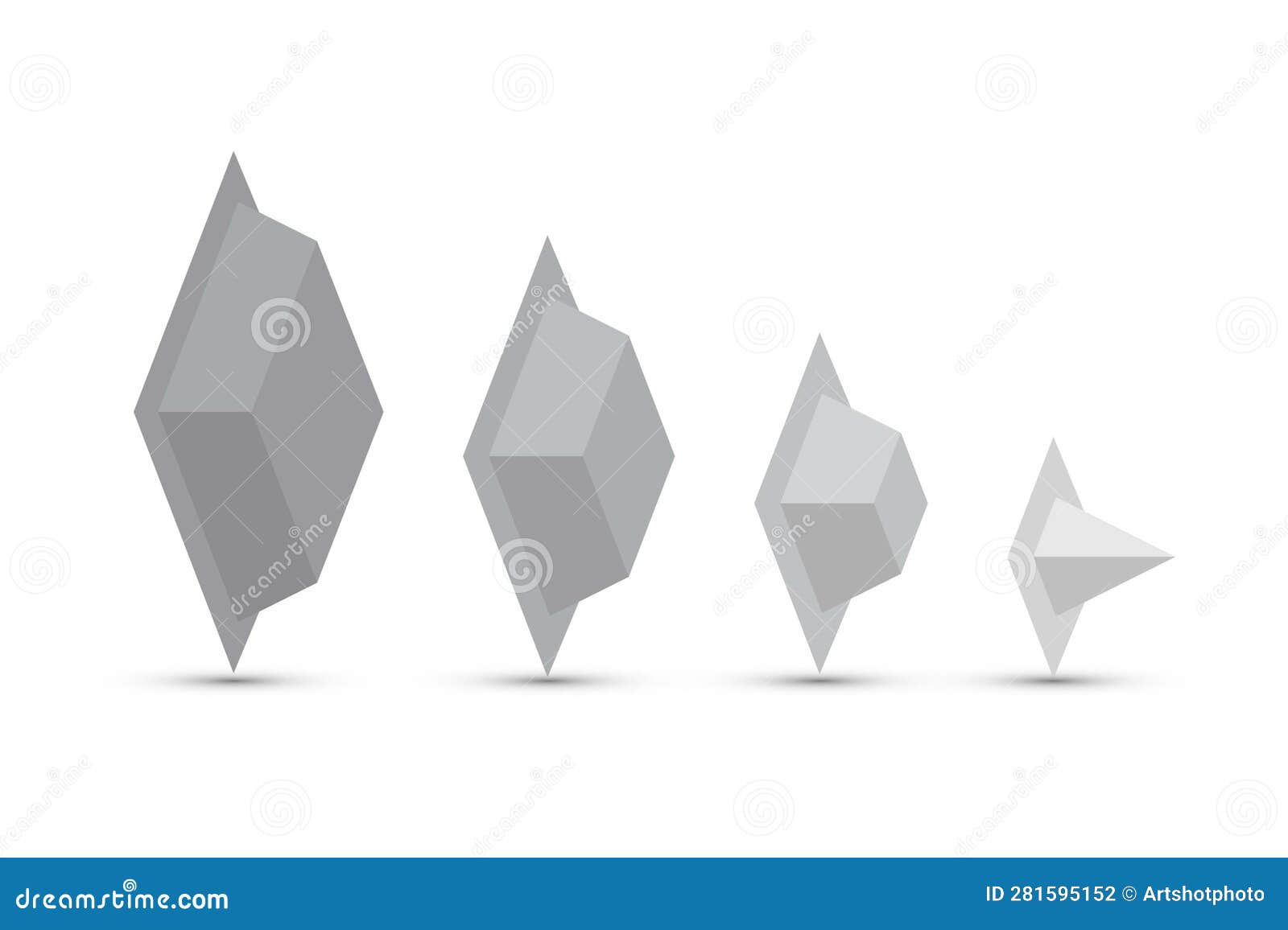 Four Pieces of Different Shades of Gray from a Pyramid in a Row Stock ...