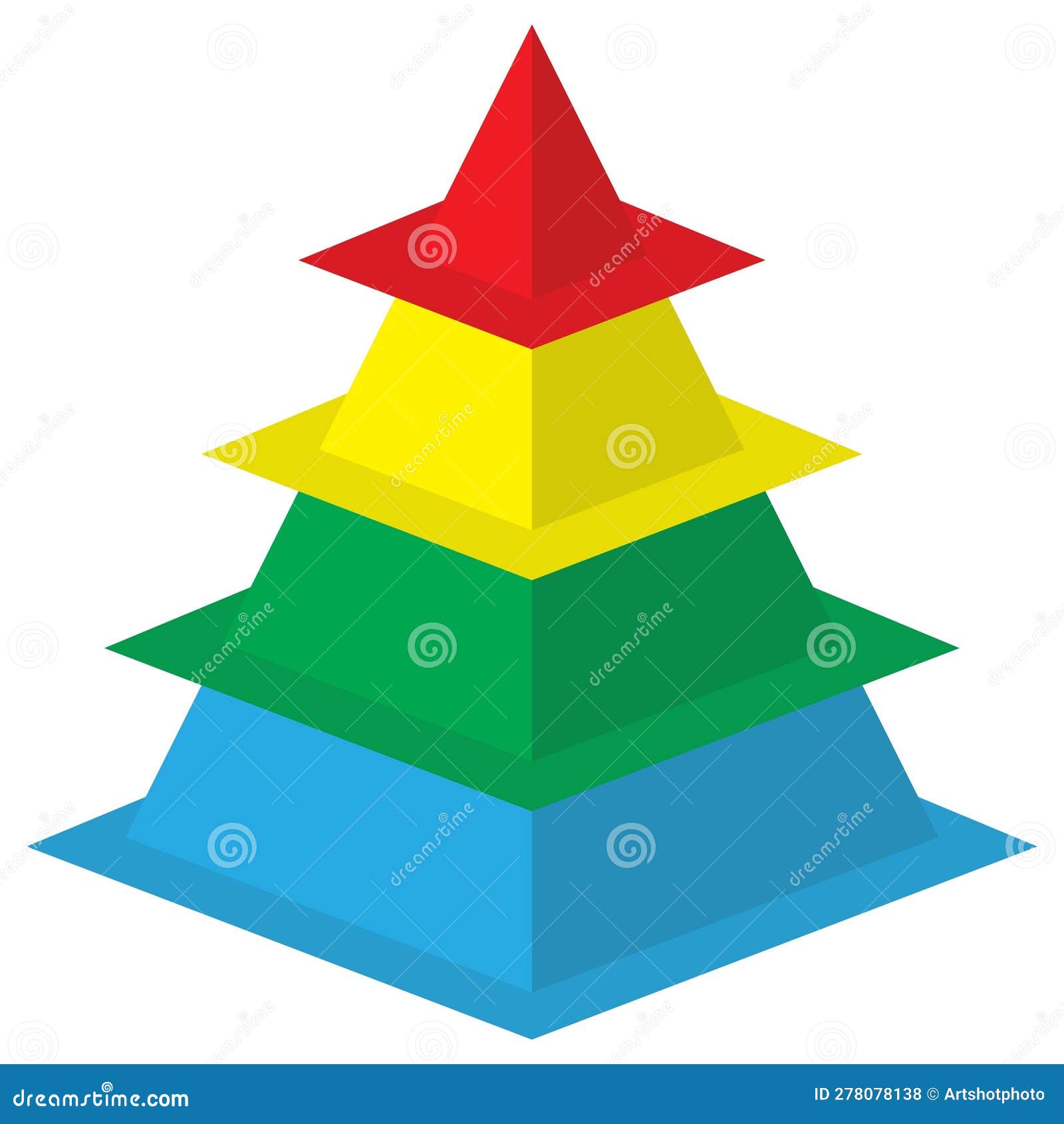 Four Level Colorful Pyramid with Sharp Edges Stock Illustration ...