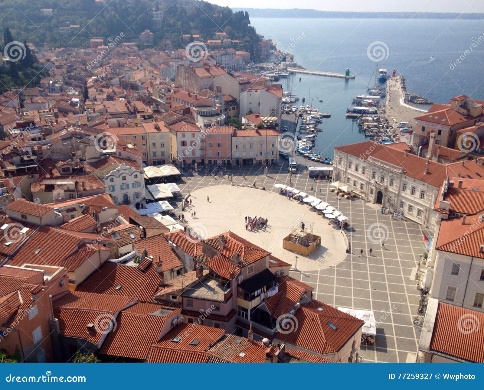 Piran image stock. Image du destination, panoramique - 77259327