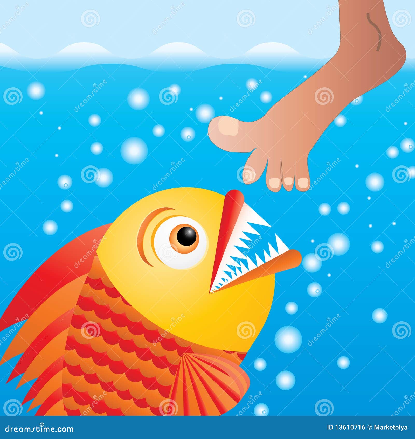 Piranha Danger Sign. Isolated Piranha On White Background Cartoon ...