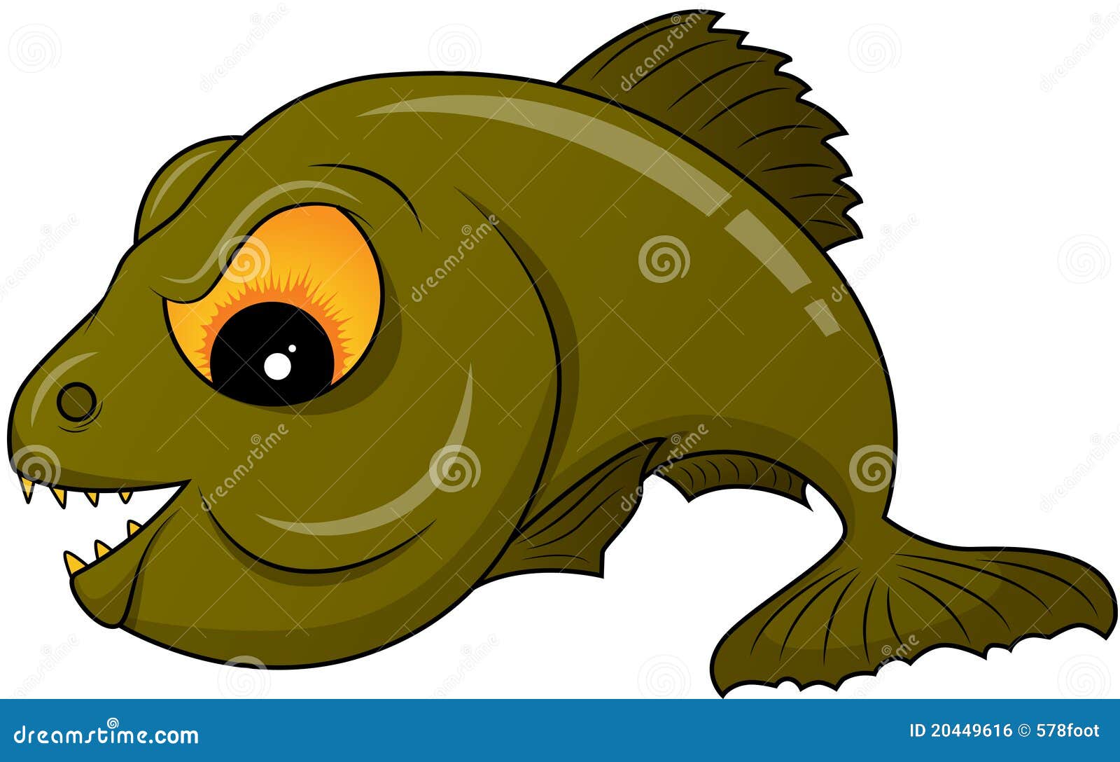 Piranha Danger Sign. Isolated Piranha On White Background Cartoon ...