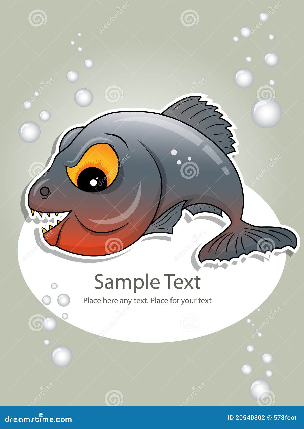 Piranha Danger Sign. Isolated Piranha On White Background Cartoon ...