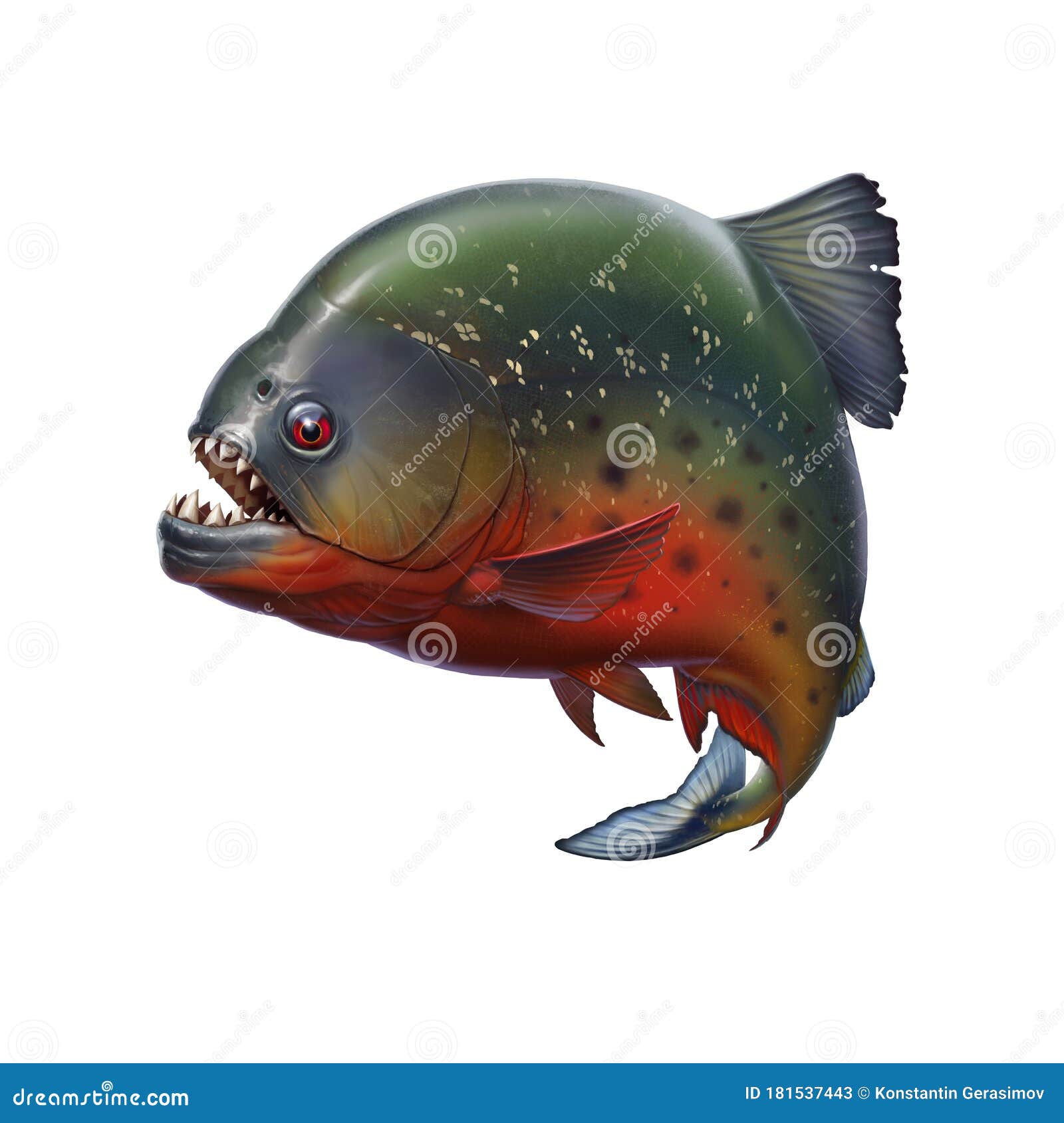 Piranha Fish Killer Attacks Big Teeth. Stock Illustration ...