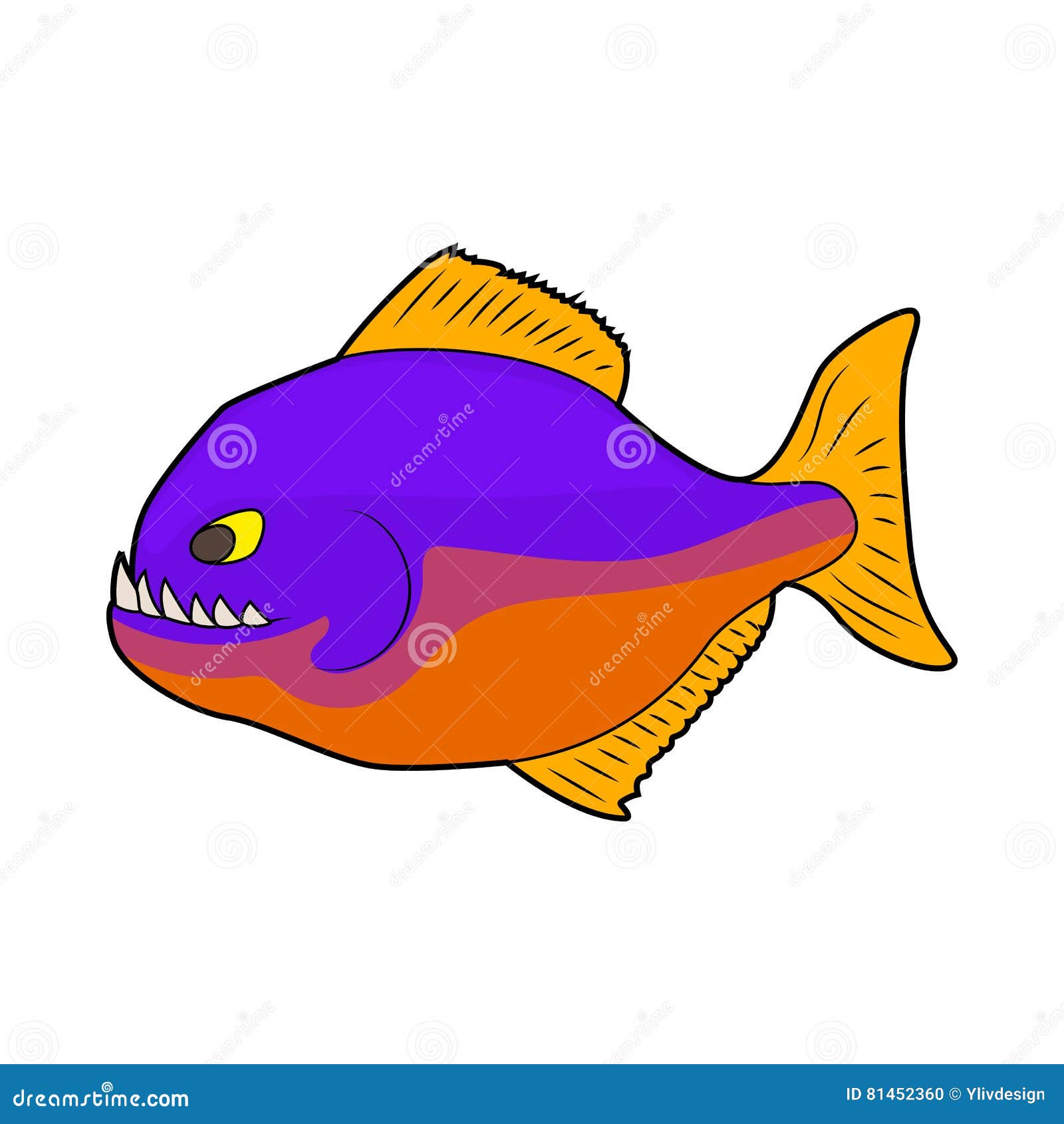 Piranha Icon in Cartoon Style Stock Vector - Illustration of background ...