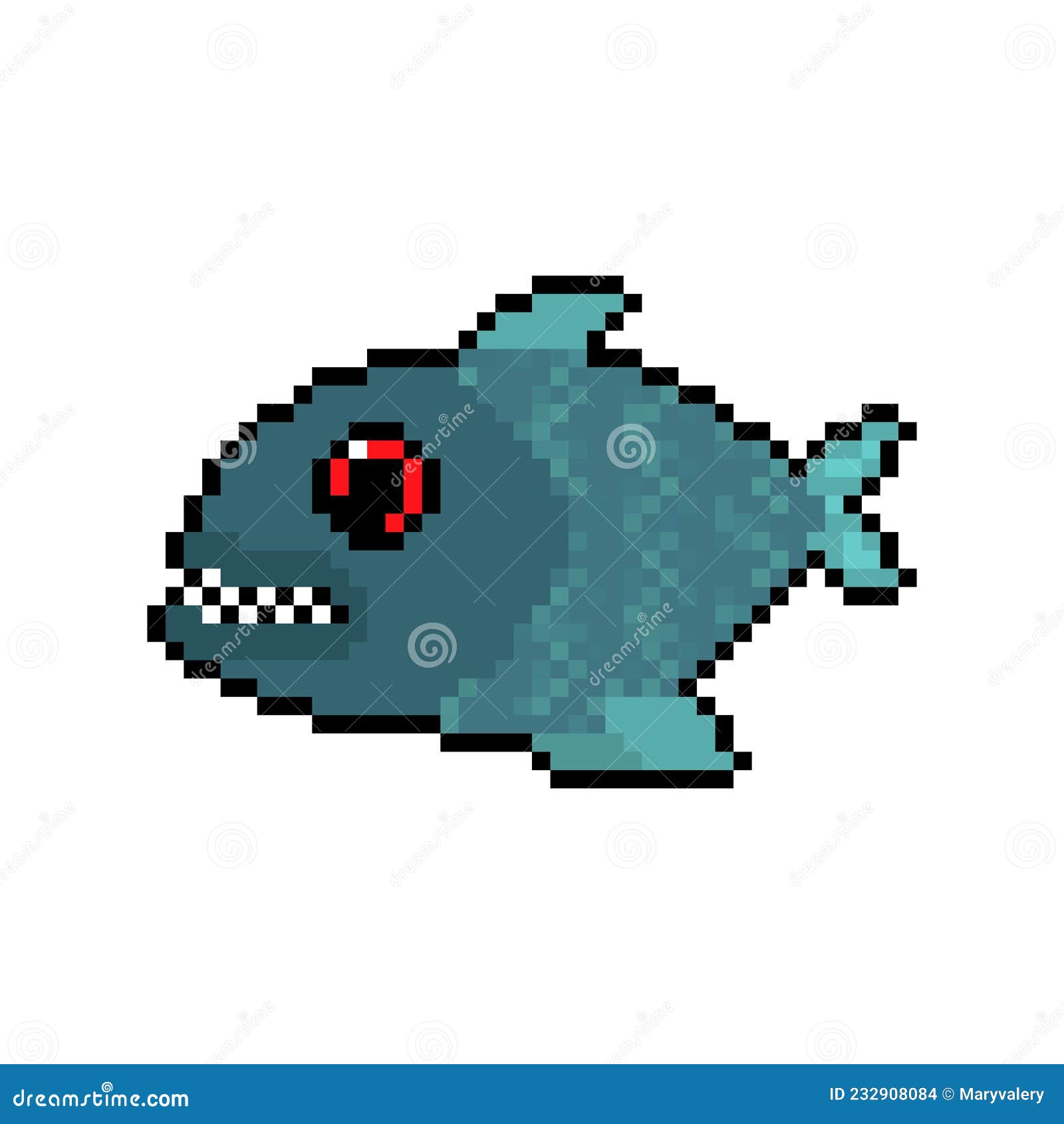 Piranha Pixel Art. Freshwater Fish Pixelated. 8 Bit Vector Illustration ...