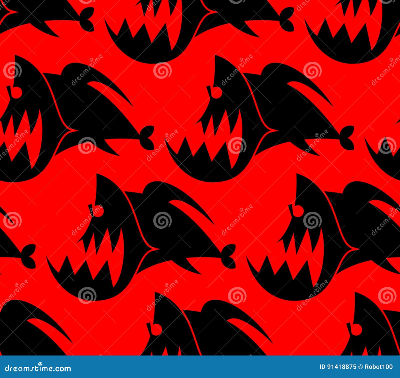 Piranha Seamless Pattern. Marine Predator Fish Amazon Texture Stock ...
